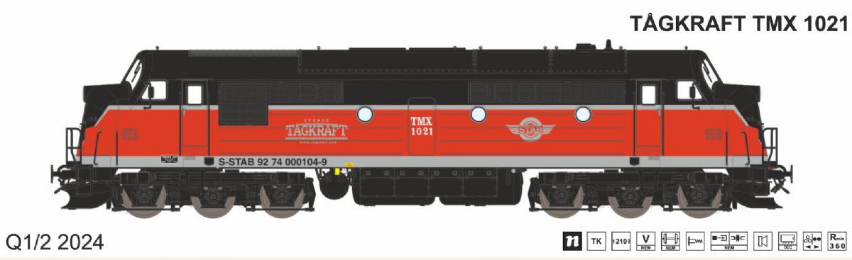 Tågkraft TMX 1021 DC ljud, Dekas DK i Diesellok