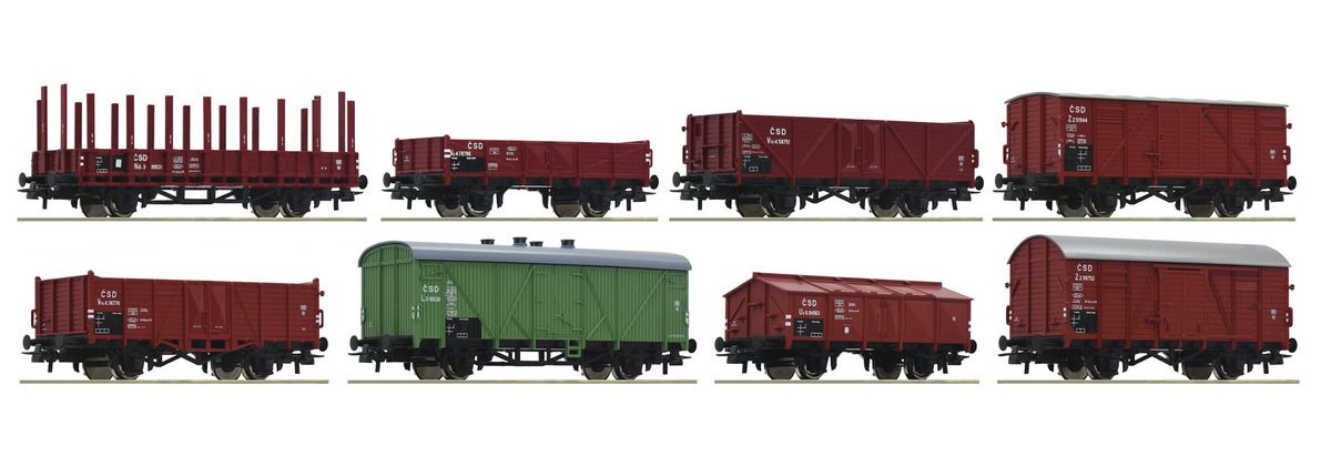 Freight car set 8pc., Roco i Vagnsatser H0