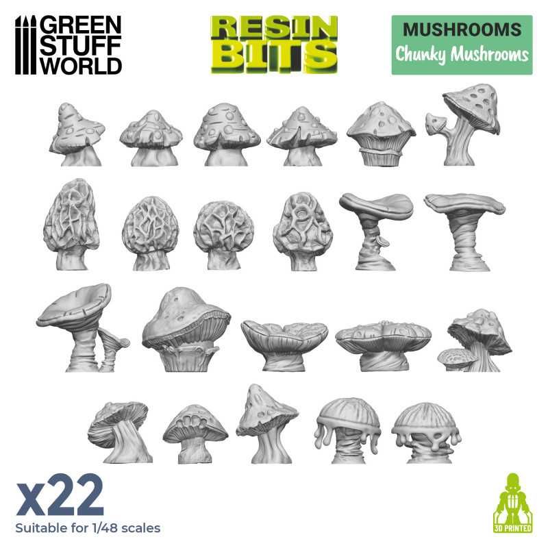 Resin Chunky Svamp 22st, Green stuff i Resin detaljer